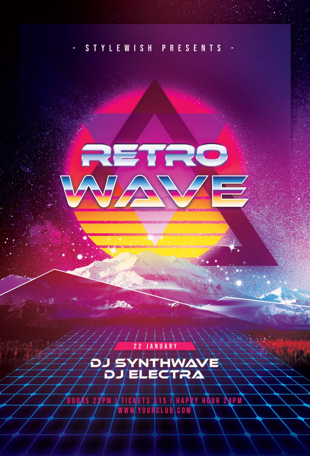 The best Retro Wave Flyer Templates for photoshop • styleWish