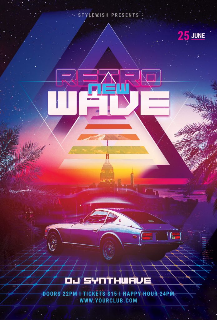 The best Retro Wave Flyer Templates for photoshop • styleWish